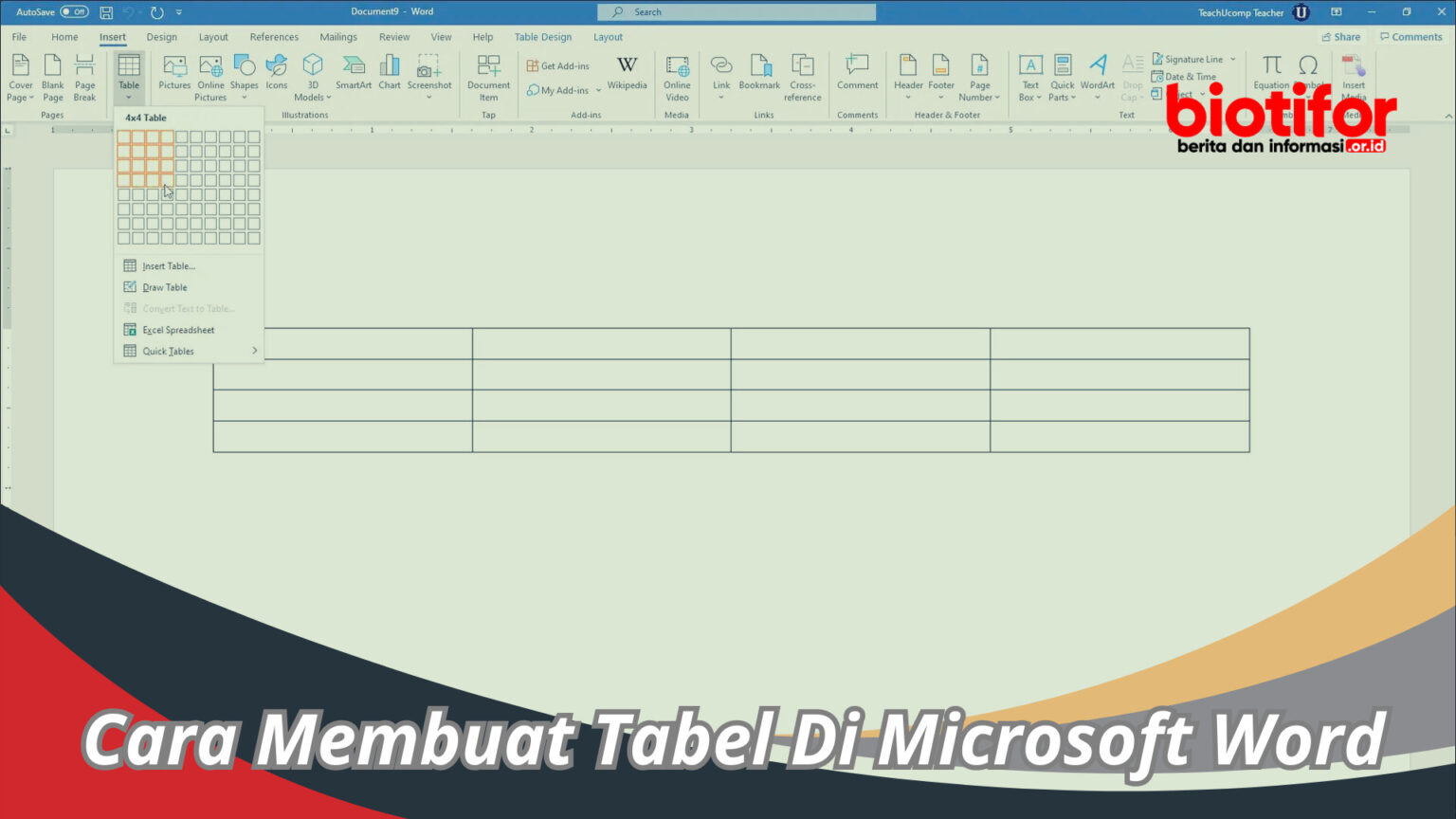 Cara Membuat Tabel Di Microsoft Word : Panduan Lengkap